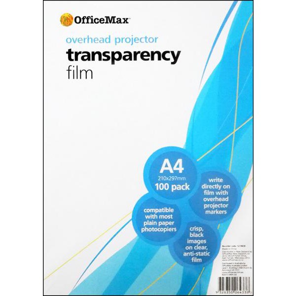 OfficeMax Overhead Projector Transparency Film, A4, Pack of 100 ...