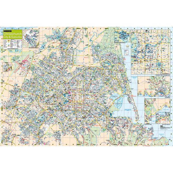 Kiwi Maps Christchurch Wall Map Laminated 1000 x 690mm | OfficeMax NZ