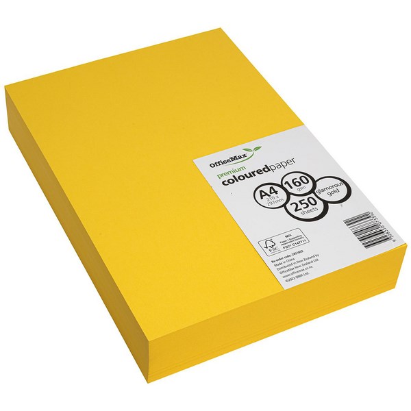 OfficeMax A4 160gsm Glamorous Gold Premium Colour Copy Paper, Pack of ...