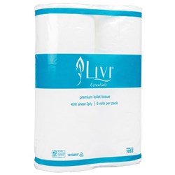 Livi Essentials Toilet Paper Wrapped 2 Ply 400 Sheets, Carton of 48 ...