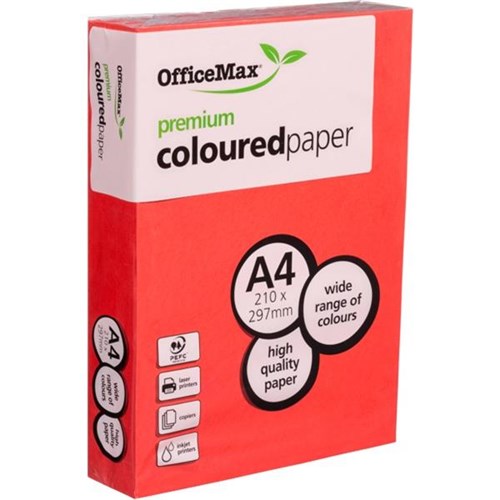 OfficeMax A4 80gsm Raging Red Premium Colour Copy Paper, Pack of 500 ...