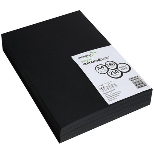 OfficeMax A4 160gsm Beady Black Premium Colour Copy Paper, Pack of 250 ...