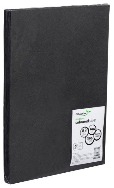 OfficeMax A3 160gsm Beady Black Premium Colour Copy Paper, Pack of 250 ...