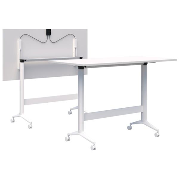 Accent Leaner Flip Table 1200Lx800Dx1050H, Snow Velvet Top with White ...
