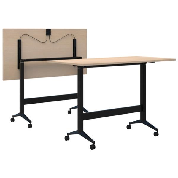 Accent Leaner Flip Table 1200Lx800Dx1050H, Refined Oak Top with Black ...