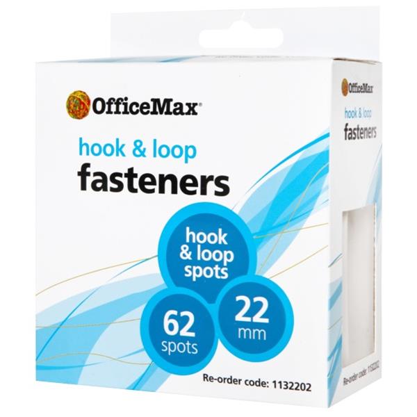 OfficeMax Hook & Loop Fasteners Spot White 22mm, Box of 62 | OfficeMax NZ
