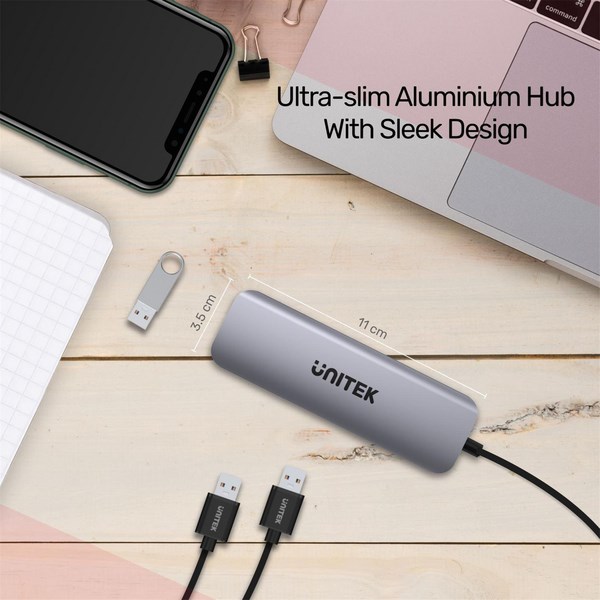 UNITEK 6-in-1 Multi-Port Hub With USB-C Connector Space Grey | OfficeMax NZ