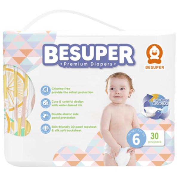 BeSuper Premium Nappies Disposable Size 6, Carton of 6 Packs of 30 ...