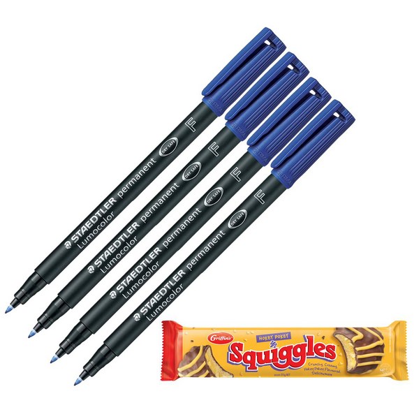 Staedtler Lumocolor 318 Blue Permanent Pens Fine Tip, Set of 4 ...