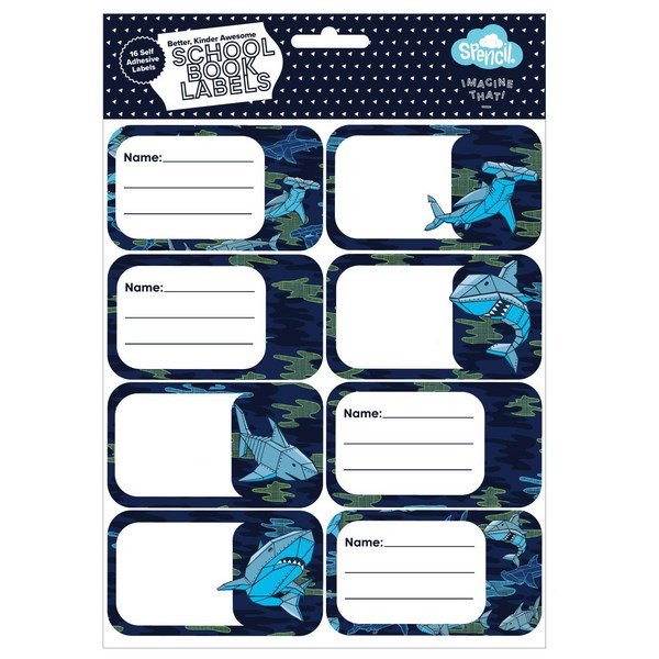 Spencil Robo Shark Name and Subject Labels, Pack of 16 | OfficeMax NZ