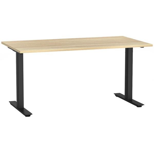 Agile Single User Desk 1500mm Atlantic Oak/Black | OfficeMax NZ