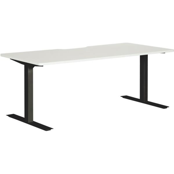 Amplify Single User Desk Scallop Top 1500mm White/Black | OfficeMax NZ