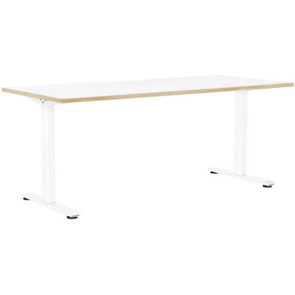 Klever Single User Desk 1800mm Snowdrift/Atlantic Oak/White | OfficeMax NZ