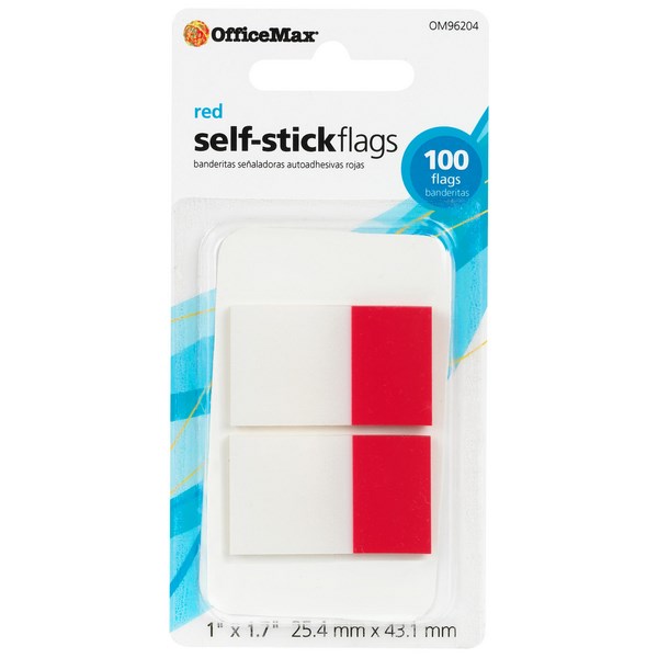 OfficeMax Flags Self-Stick Red 100 Flags | OfficeMax NZ