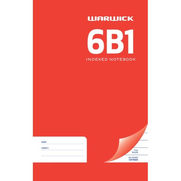 Warwick 6B1 Hardcover Indexed Notebook 7mm Ruled 64 Leaves | OfficeMax NZ