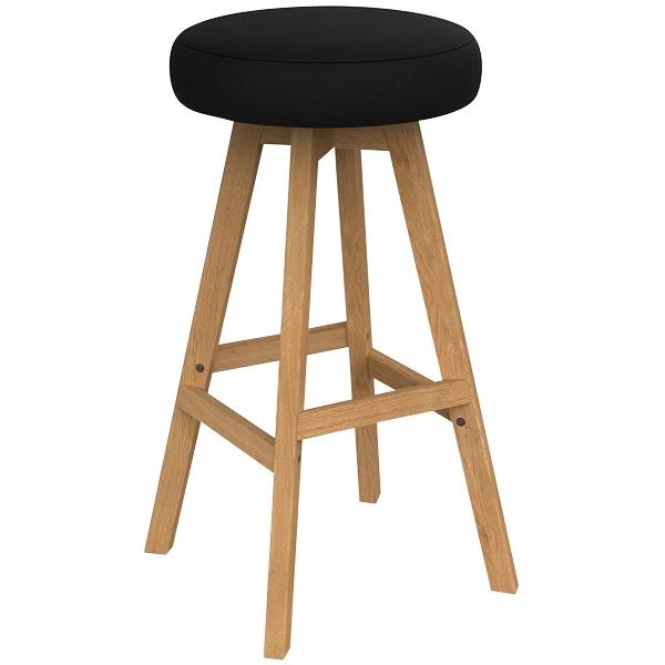 Luna Button Bar Stool 785mm Black PU/Oak | OfficeMax NZ