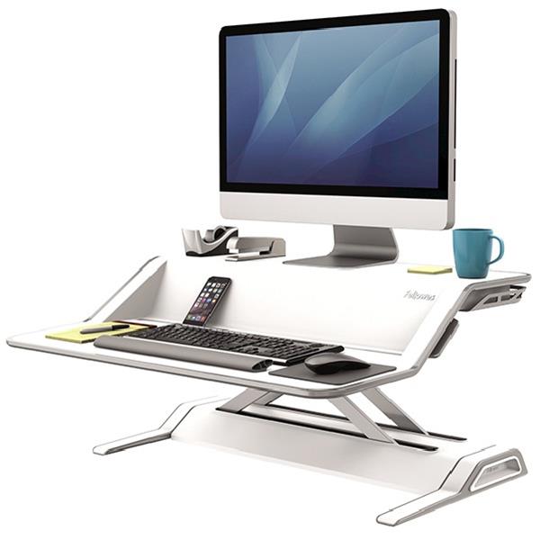 Fellowes Lotus Height Adjustable Workstation Sit-Stand White | OfficeMax NZ