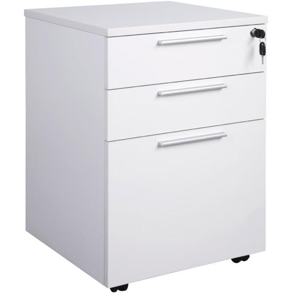 Cubit Mobile 3 Drawer Locking White | OfficeMax NZ