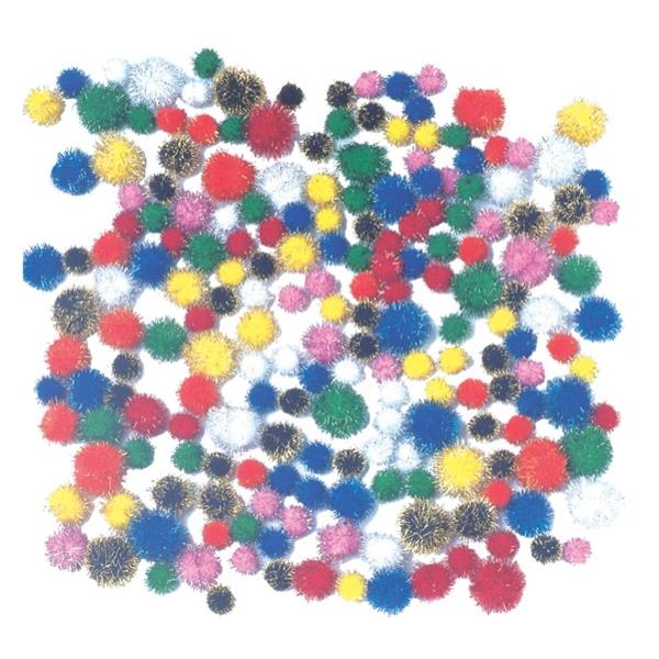 Pom Poms Assorted Glitter Colours & Sizes, Pack of 200 | OfficeMax NZ