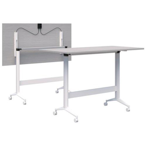 Accent Leaner Flip Table 1800Lx900Dx1050H, Silver Strata Top with White ...