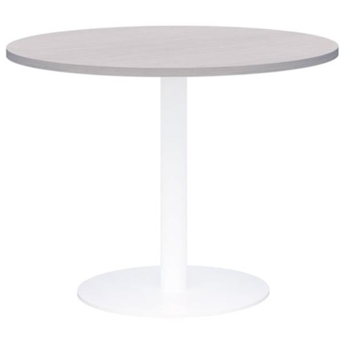 Accent Classic Round Meeting Table 800DIA, Silver Strata Top with White ...
