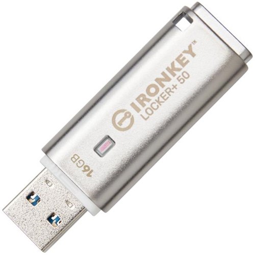 Kingston IronKey Locker Plus 50 Flash Drive 16GB | OfficeMax NZ
