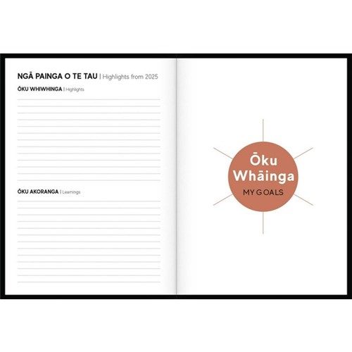 Tuhi A41 Premium Bilingual Diary A4 Day Per Page Rataka 2026 Black/Gold ...