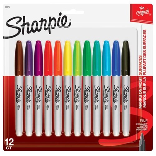 Sharpie Assorted Colours Permanent Marker Fine Tip, Pack of 12 ...