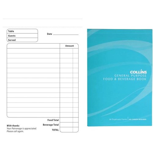 Collins Food & Beverage Docket Book NCR Duplicate Set of 50 | OfficeMax NZ