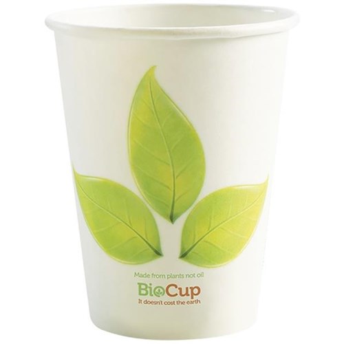 Biopak Compostable Single Wall BioCup Paper Cup Leaf 390ml, Carton of ...