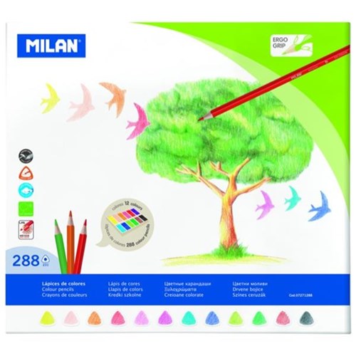 Milan Triangular Colouring Pencils Assorted Colours, Box of 288 ...