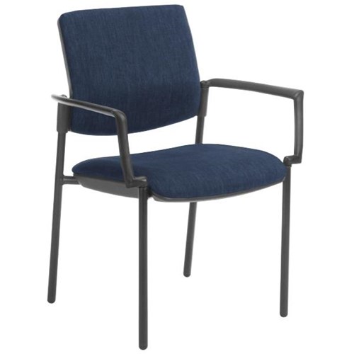 Venice Linea Visitor Chair Black 4 Leg + Arm Keylargo Fabric Denim ...