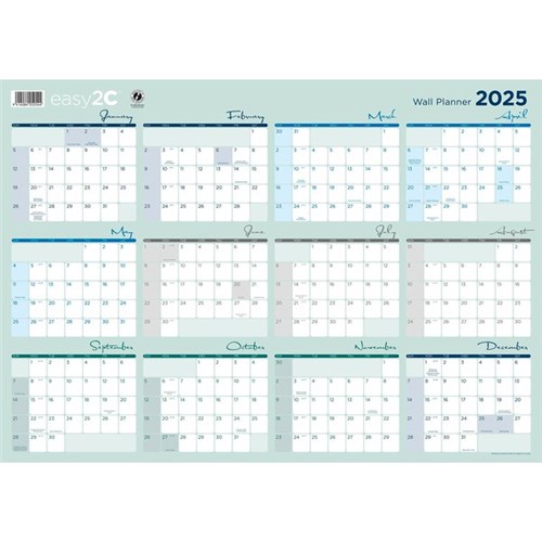 Easy2C Wall Planner Double Sided Laminated 990x700mm 2025 | OfficeMax NZ