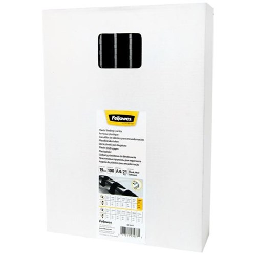 Fellowes 19mm Binding Coils 21 Ring Black, Box of 100 | OfficeMax NZ