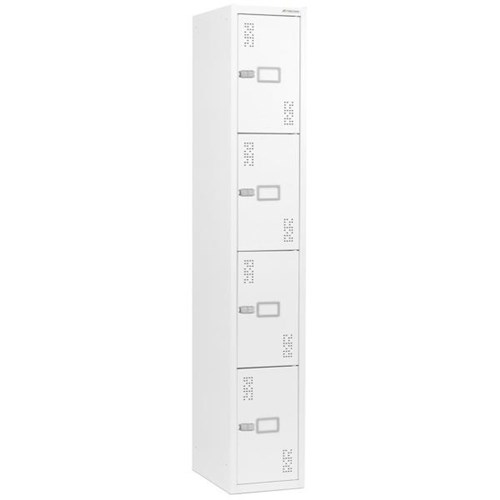 Precision Classic Locker 4 Tier Latch Lock 375mm White Satin | OfficeMax NZ