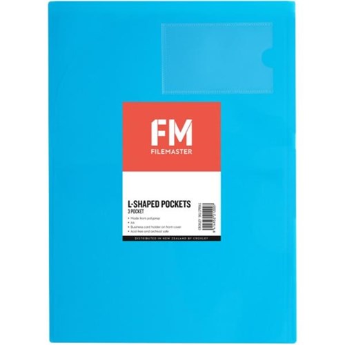 FM L-Shaped Pockets 3 Pocket A4 Ice Blue | OfficeMax NZ